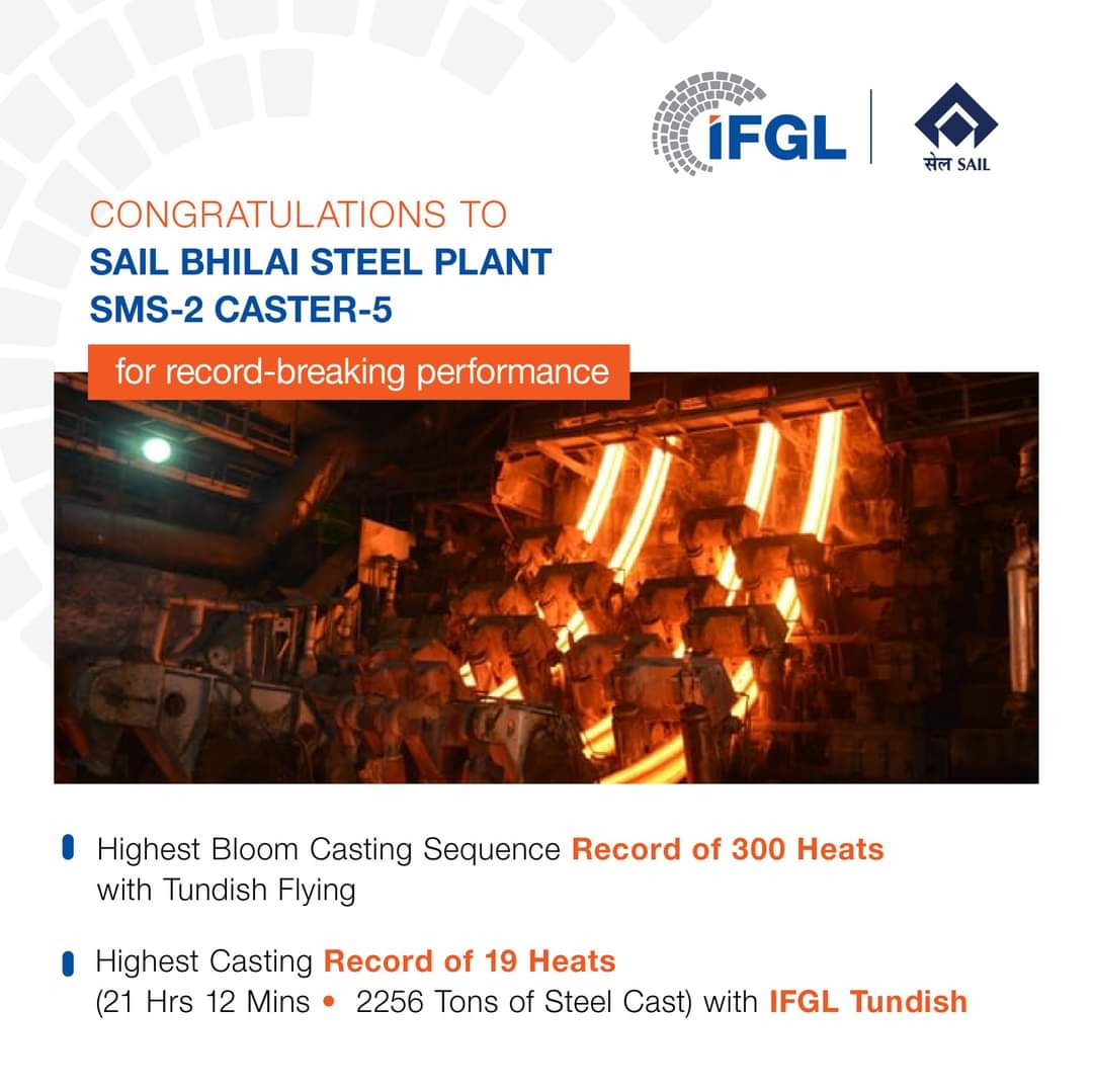 SAIL Bhilai Registers Record-Breaking Bloom Casting Sequence With IFGL ...